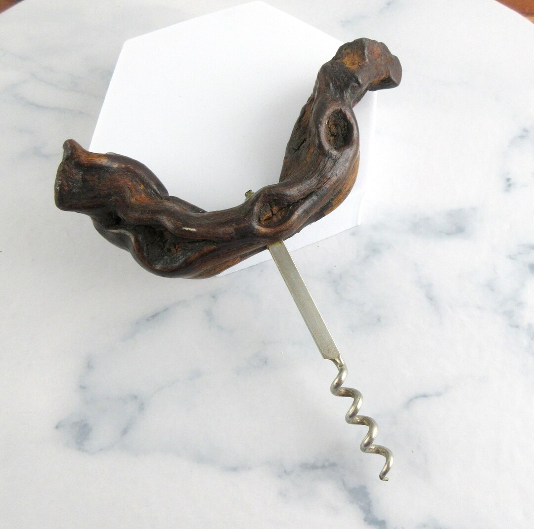 Vintage Corkscrew With Burl Wood Handle, Vintage Barware, Bottle Opener ...