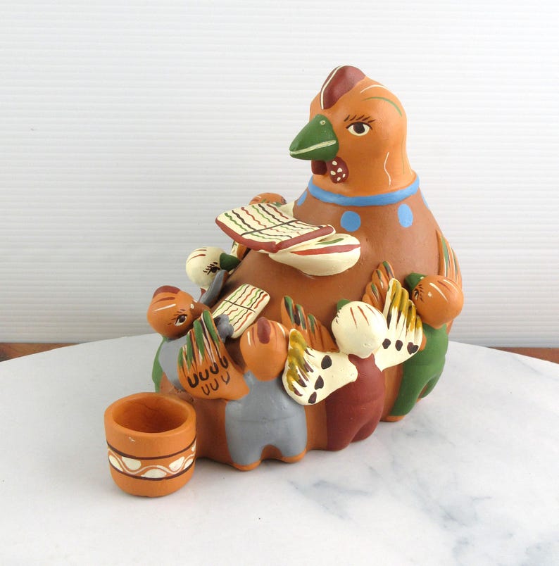 Vintage Peruvian Terracotta Pottery Storyteller Chicken With Chicks ...