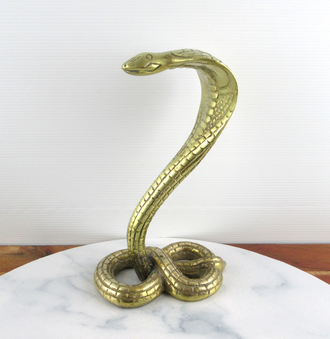 Vintage Brass Cobra Snake Figurine / Statue, Coiled Serpent Figure ...