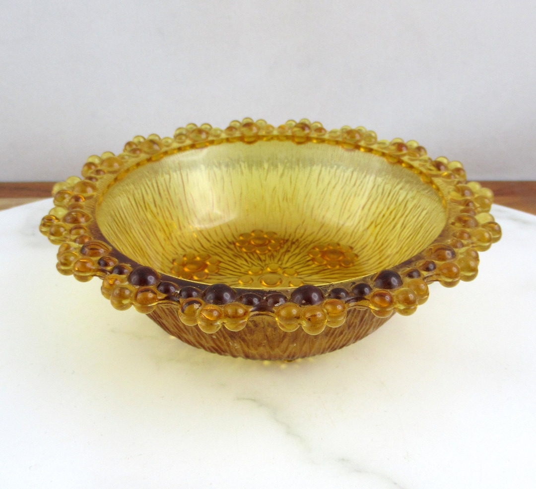 Vintage Italian Masserini Barocco Glass Amber Glass Serving Bowl With ...