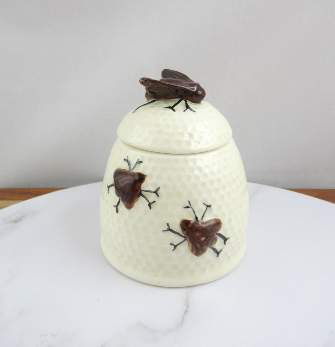 Vintage Ceramic Honey Pot With Cute Kitsch Bees, Arnels Ceramic Lidded ...