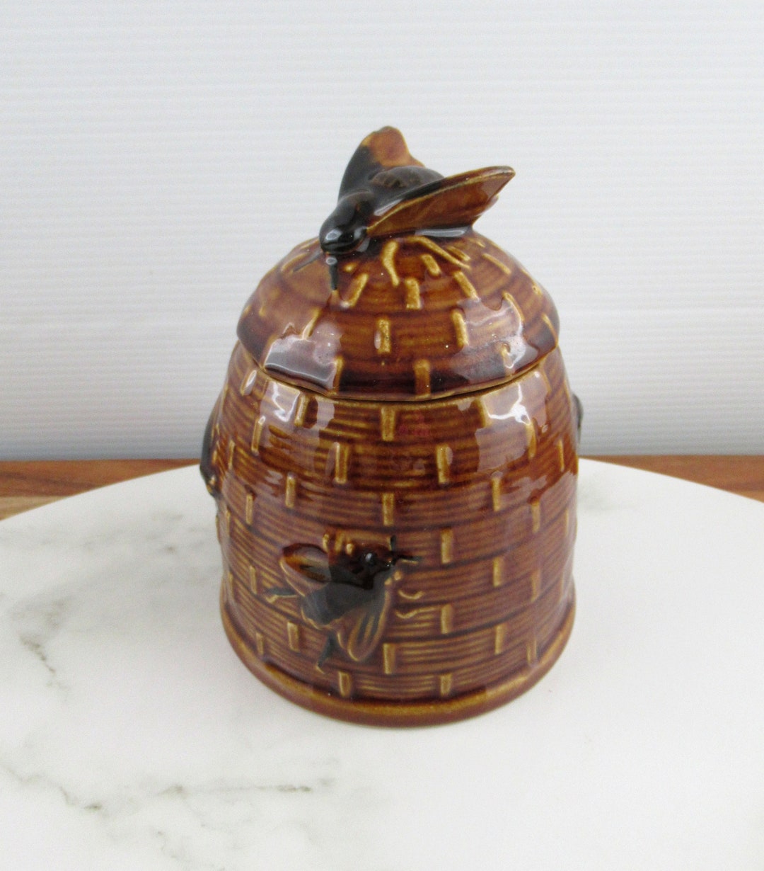 Vintage Ceramic Beehive Honey Pot With Cute Kitsch Bees, Made in Japan ...