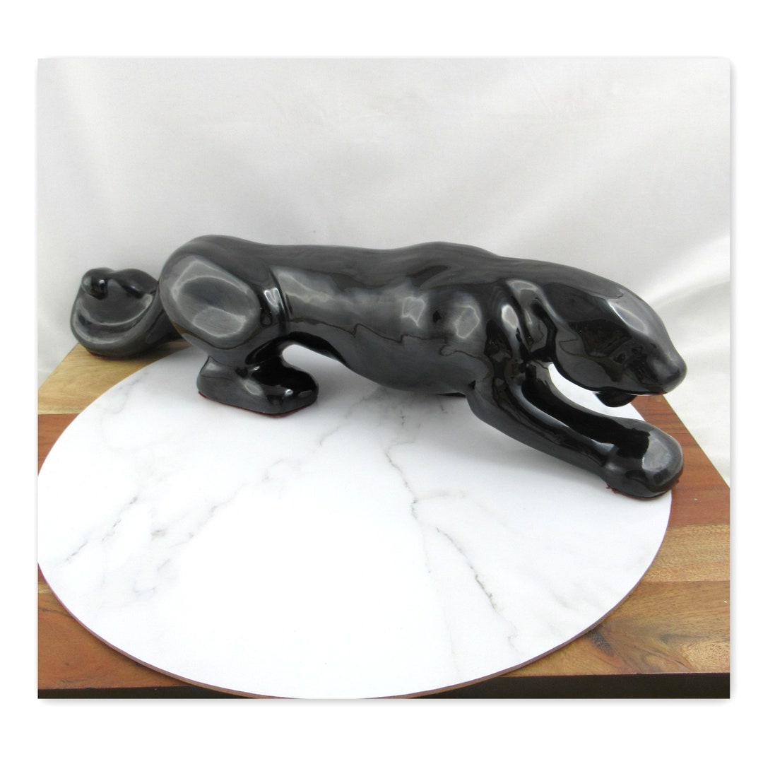 Vintage Mid Century Ceramic Black Panther Statue Figurine Figure, Retro ...