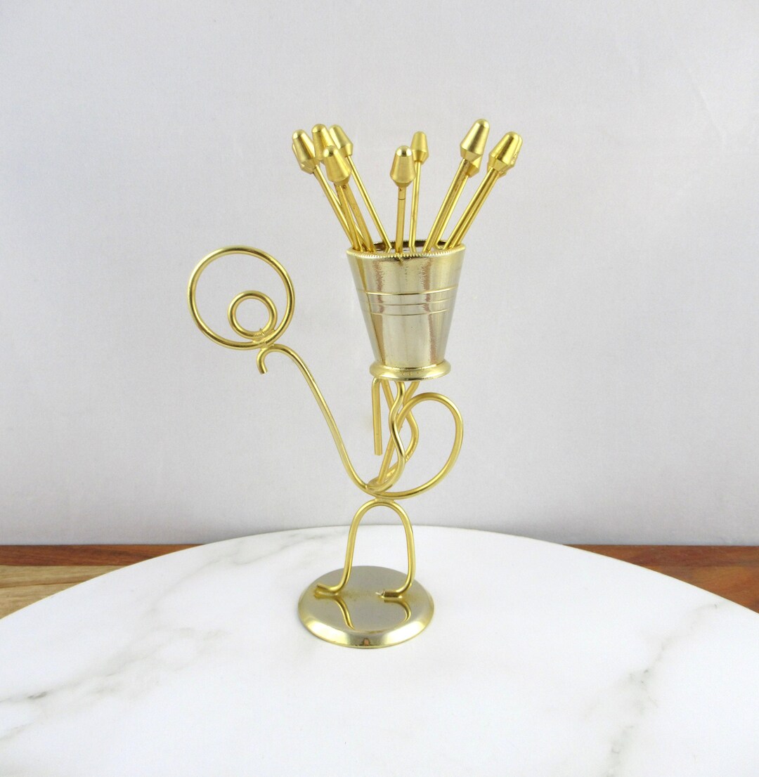 Vintage Set of Gold Tone Cocktail Hors D’oeuvres Appetizer Picks With ...