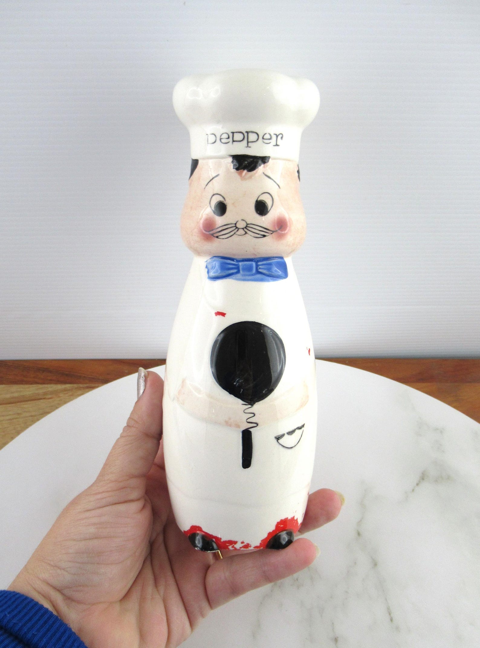 Large Vintage Kitsch Chef Pepper Shaker, Single Shaker, Mid Century ...
