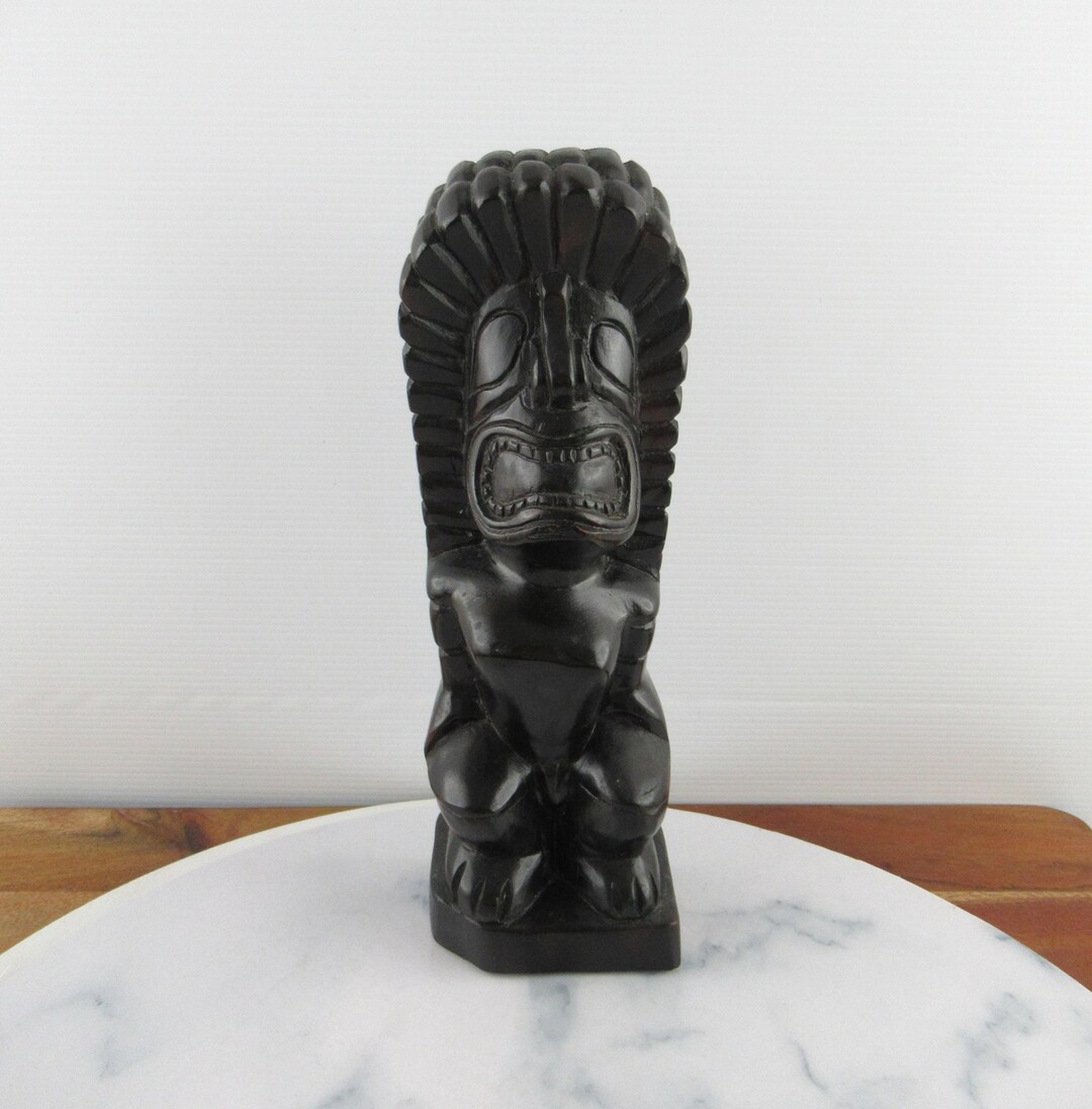 Vintage Carved Hand Wooden Hawaiian Tiki God Statue, Ku Polynesian God ...