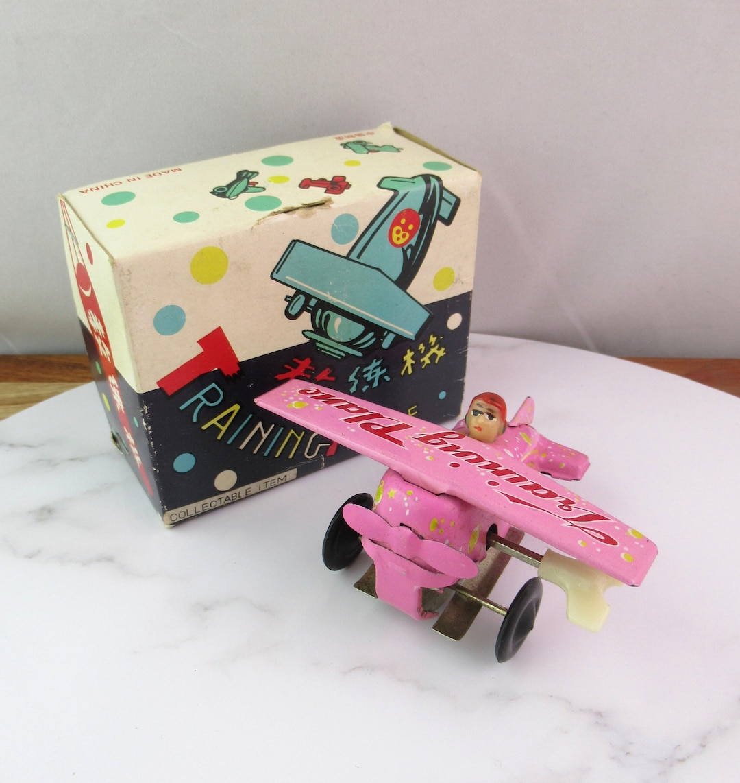 Vintage Pink Tin Training Plane Collectable Toy, MS 011 Made in China ...