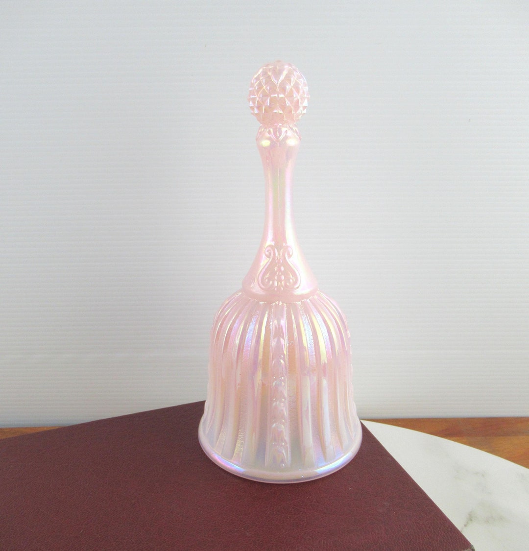 Vintage Fenton Pale Pearlescent Pink Glass Bell in Their Faberge ...