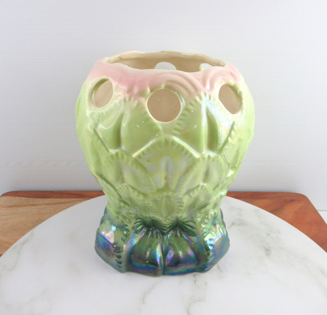 Large Vintage Ceramic Pates Pottery Australian Pottery Gladioli Vase ...