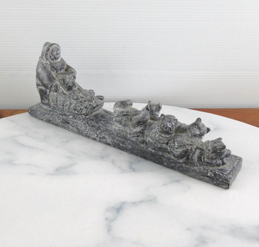 Vintage A Wolf Original Inuit Dogsled Figurine, the Wolf Sculptures ...