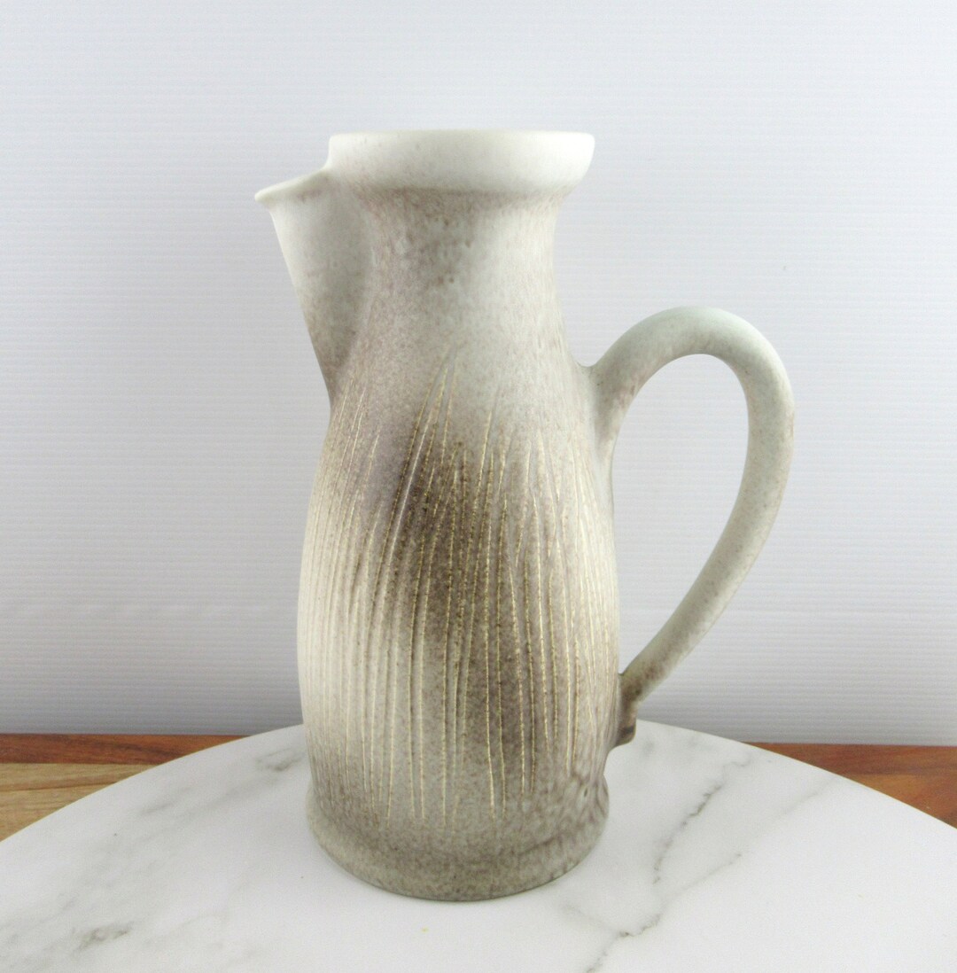 Vintage Mid Century Ellis Pottery Jug Vase, Textured White Australian ...
