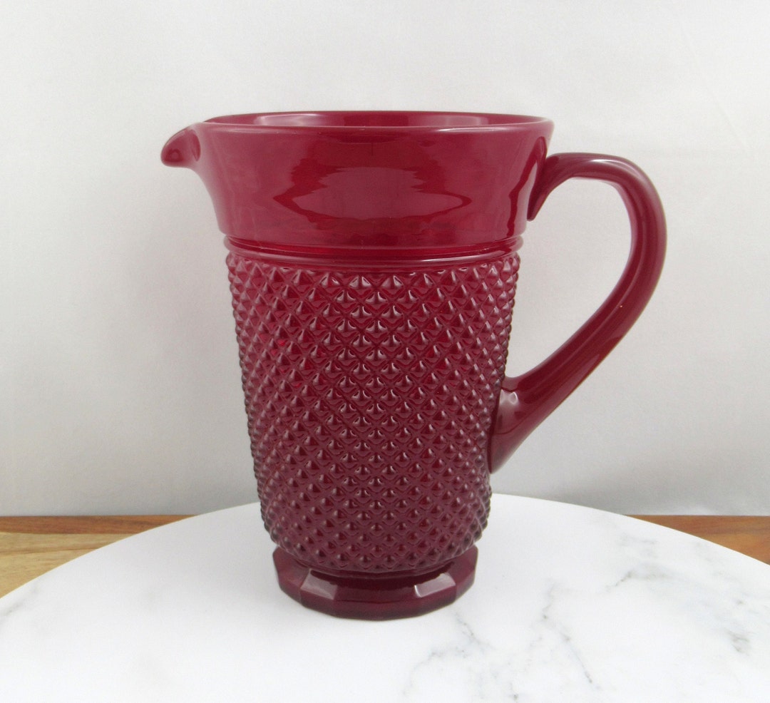 Large Vintage Heavy Ruby Red Pigeons Blood Diamond Point Cadmium Glass ...