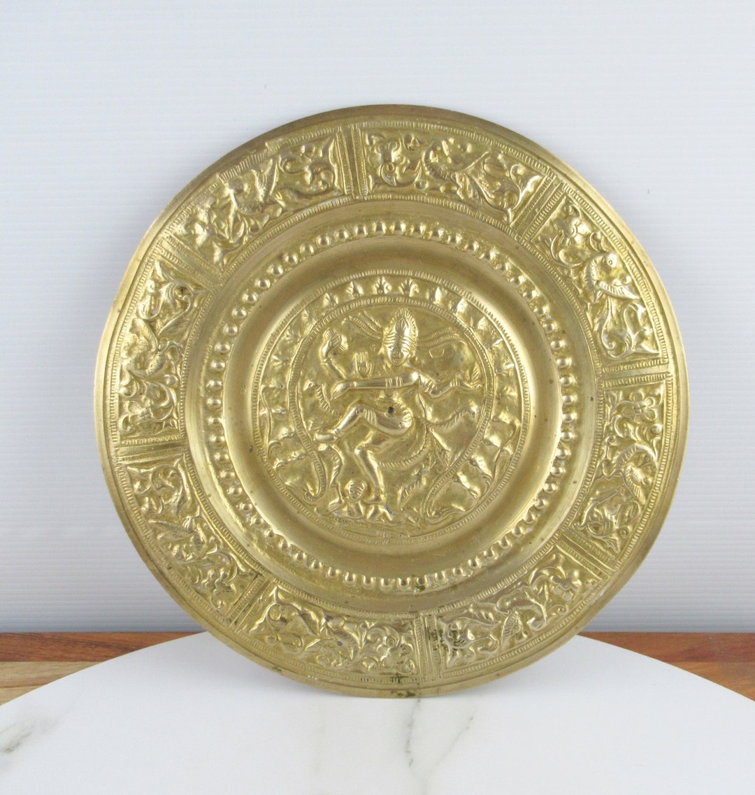 Vintage Indian Brass Dancing Shiva Wall Plate Plaque, Wall Hanging ...