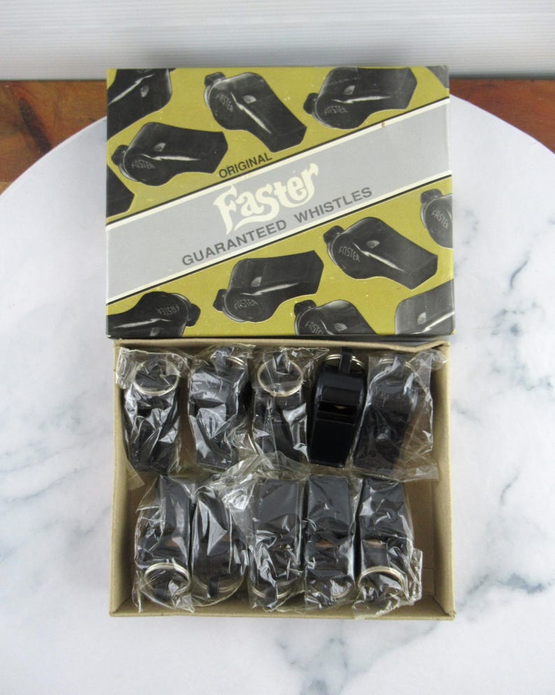 Vintage Box of Original Faster Thunder Whistles, Lot of 10 Black ...