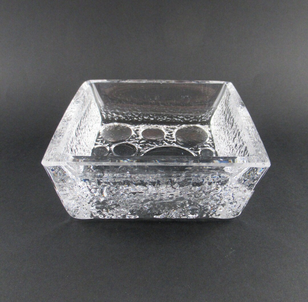 Vintage Clear Scandinavian Style Glass Ashtray, Mid Century Modern Ice ...
