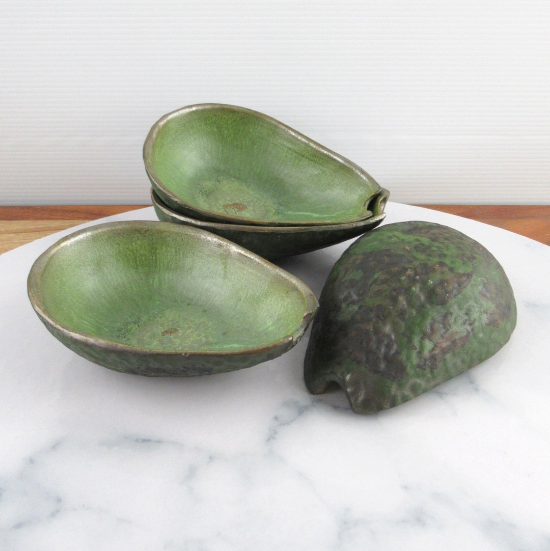 Set of 4 Vintage Pottery Avocado Dishes, Guacamole Bowls, Dip Bowl ...