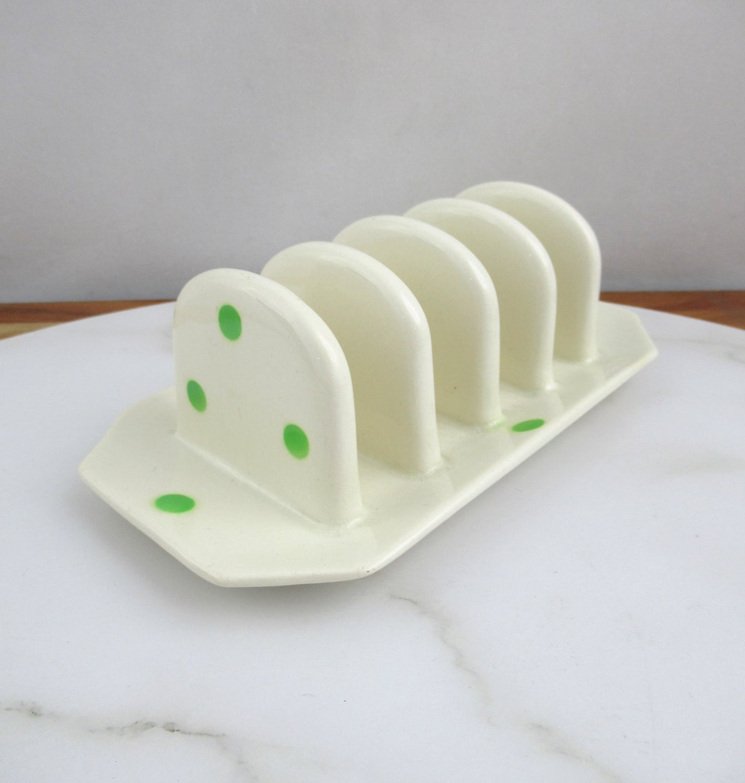 Rare Vintage TG Green Ceramic Polka Dot Toast Rack 4 Slot - Etsy
