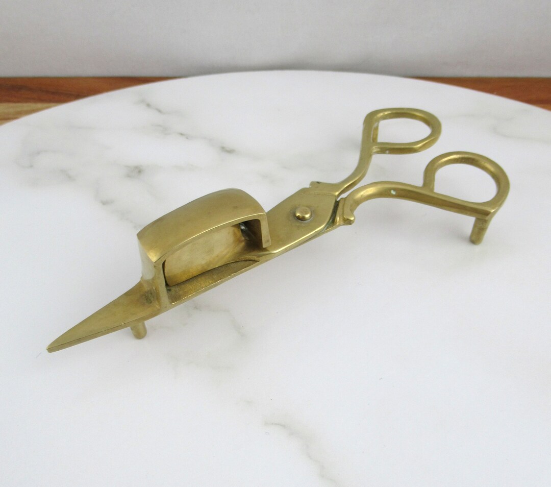 Vintage Pair of Brass Candle Scissors / Snuffer Wick Trimmer - Etsy