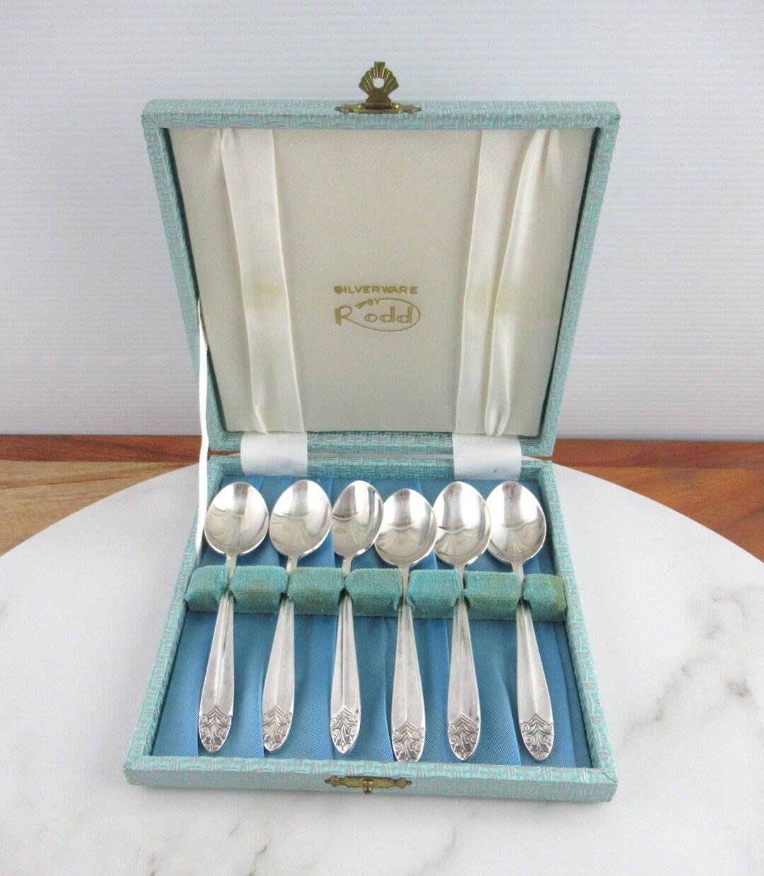 Vintage Art Deco Silver Plated Teaspoons Set in the Hard Case, Rodd ...