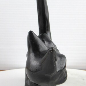Vintage Sylvac Pottery Black Scaredy Cat Figurine, Made in England, Art Deco Black Arched Back ...