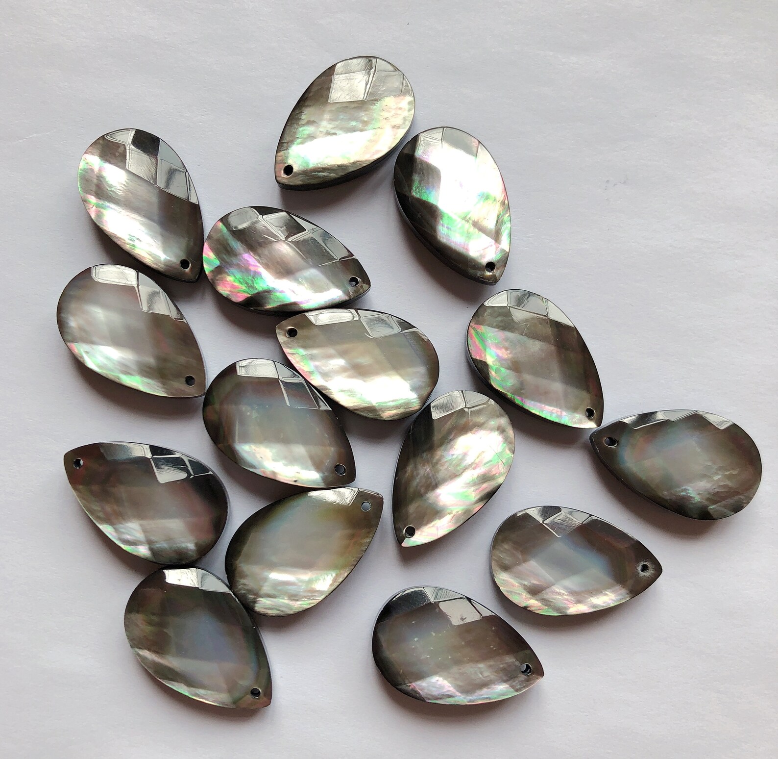 Black Lip Mother of Pearl Shell Faceted Pear Drop With Drilled - Etsy