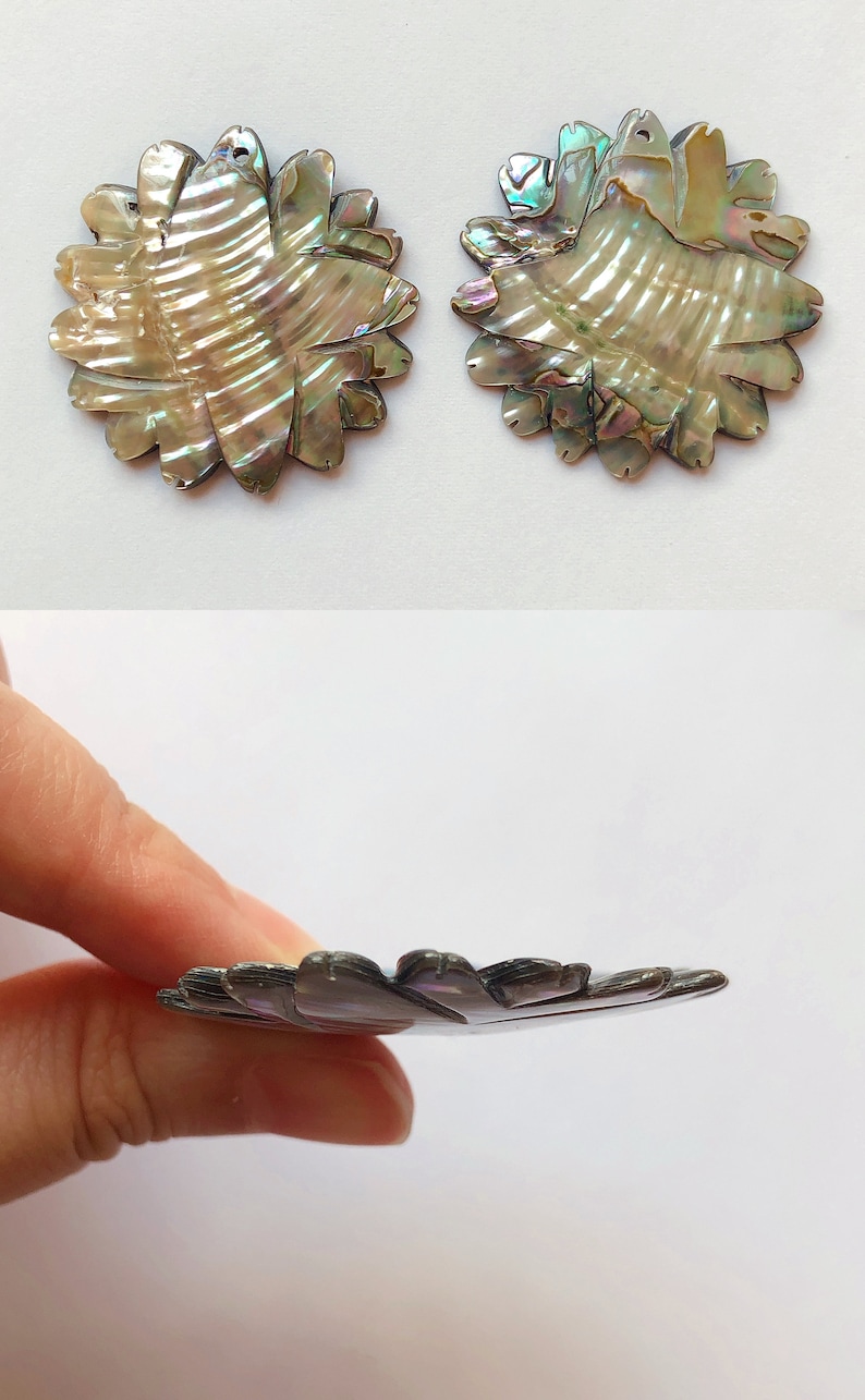 Abalone Shell Carved 40 Mm Daisy Pendant With Drilled Hole One | Etsy