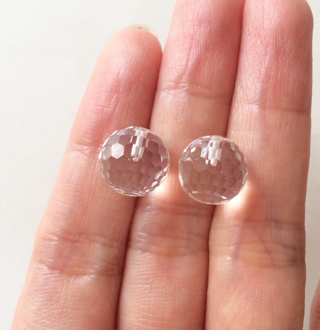 Sparkly Crystal Quartz Half Top Drilled Faceted Round Balls 10 Mm, 12 ...