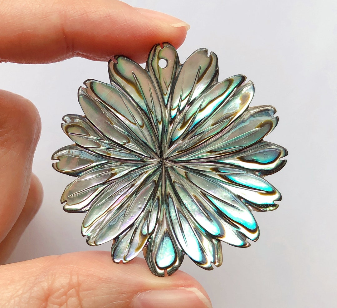 Abalone Shell Carved 40 Mm Daisy Pendant With Drilled Hole One - Etsy