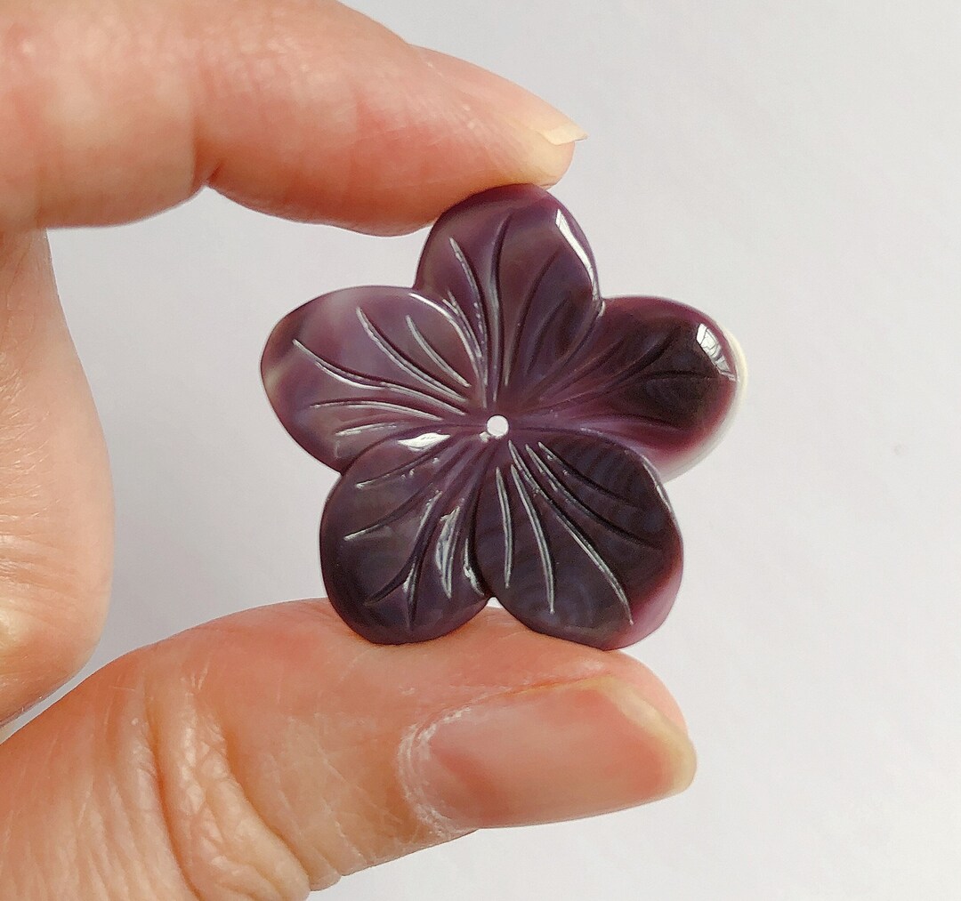 Wampum Quahog Shell Purple Plumeria Flowers 25 Mm C8651 - Etsy