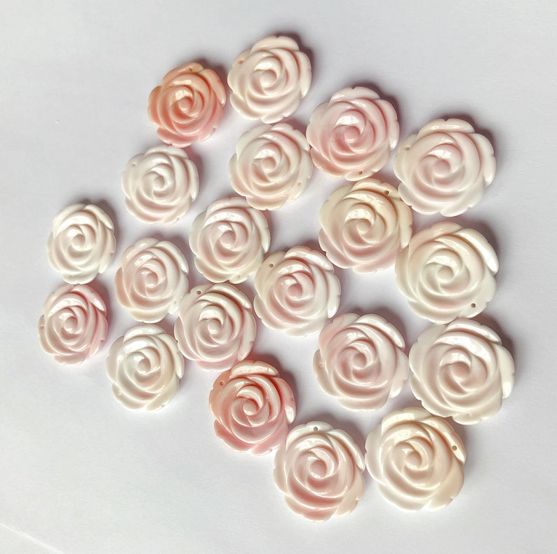 Pink Queen Conch Shell Carved Rose Pendants With Drilled Hole | Etsy