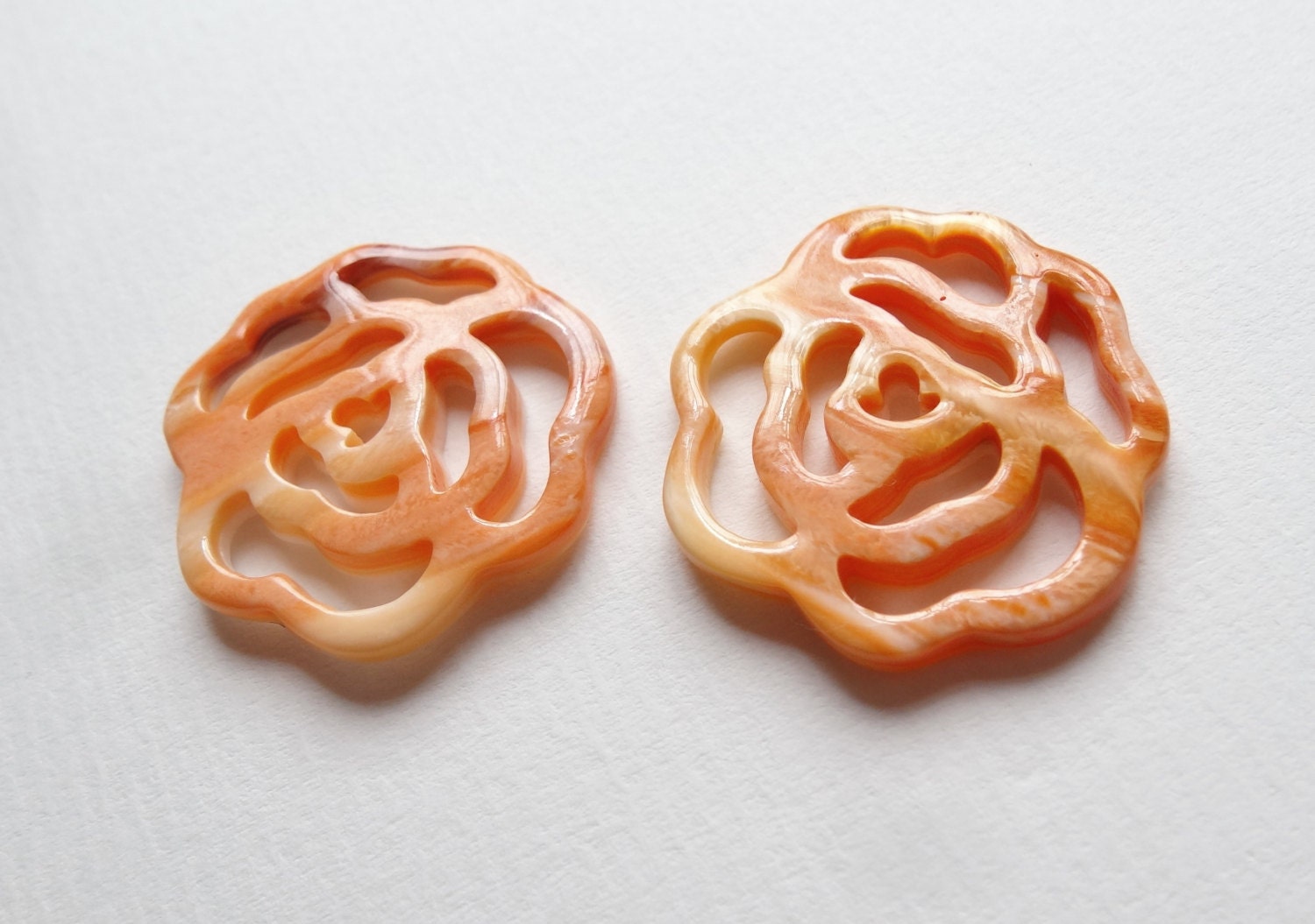 Orange Spiny Oyster Shell Artisan Carved Rose Silhouette 35 Mm - Etsy