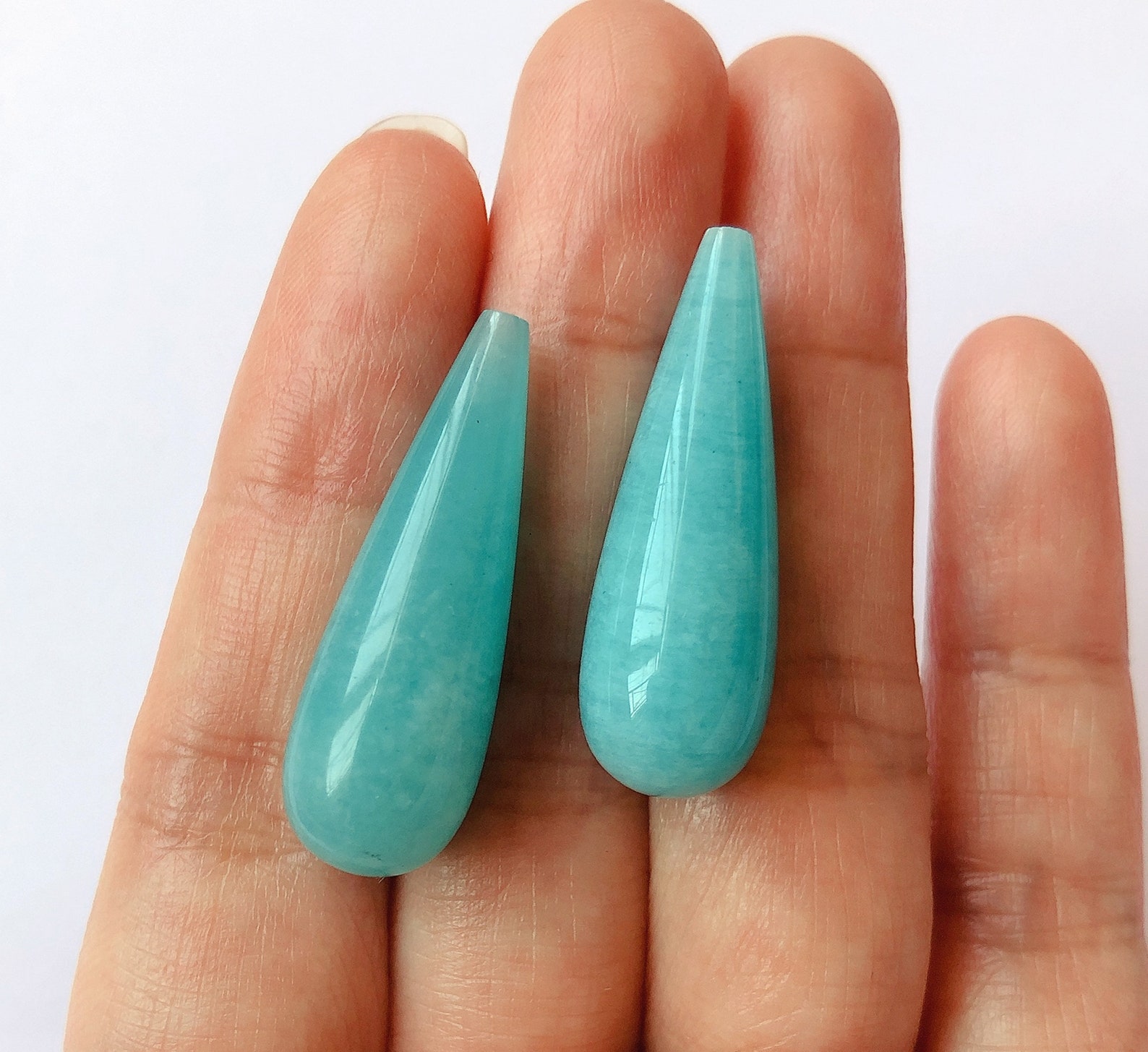 A Grade Peruvian Amazonite Smooth Half Drilled Large - Etsy