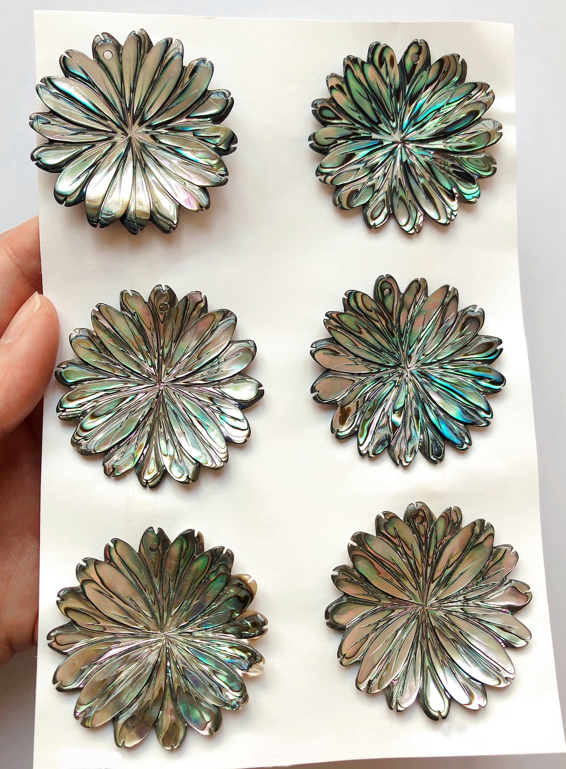 Abalone Shell Carved 40 Mm Daisy Pendant With Drilled Hole One | Etsy