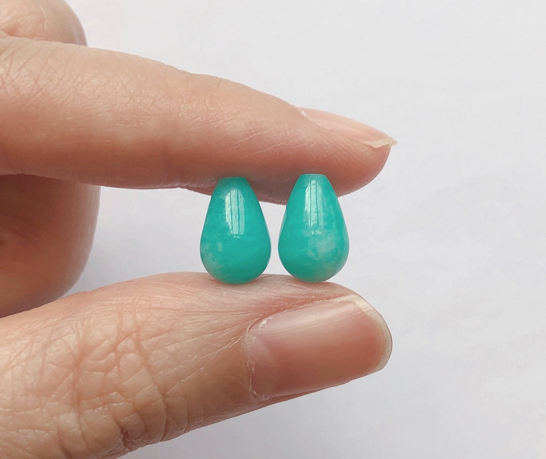 High Grade Peruvian Amazonite Half Top Drilled 6x10 Mm Teardrops One ...