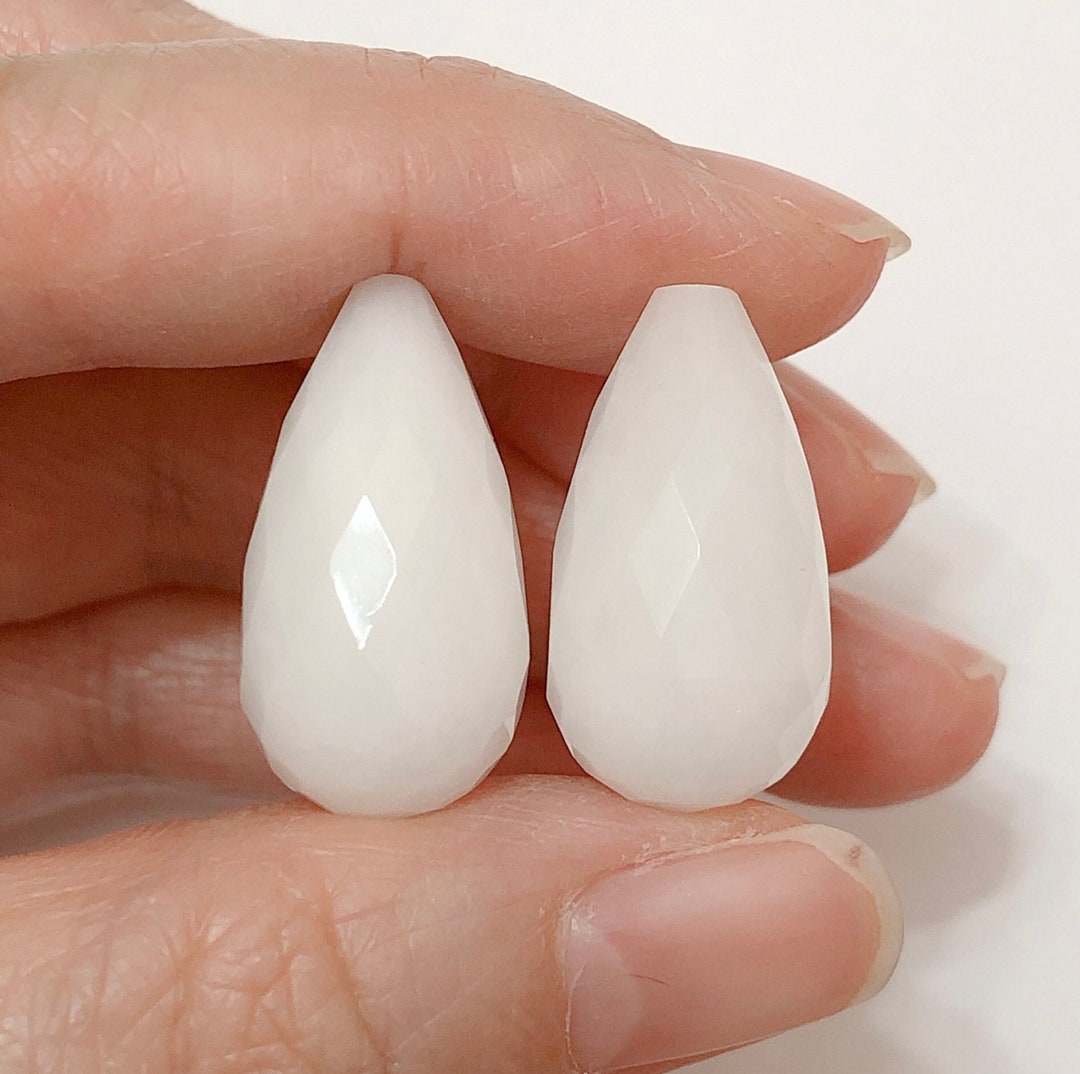 Natural White Quartzite Half Top Drilled Faceted Teardrop Briolettes ...