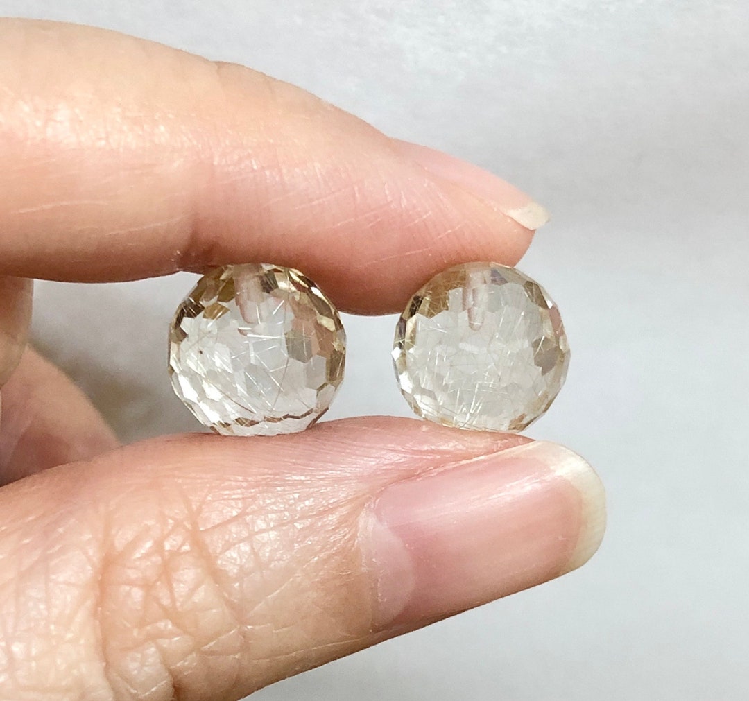 Gold Rutilated Quartz Half Top Drilled Faceted Round Balls 10 - Etsy