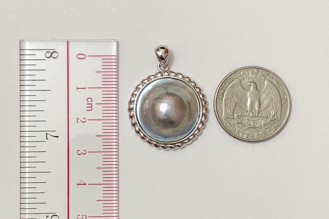 AA Grade Silver Mabe Pearl Round 925 Sterling Silver Textured Bezel ...