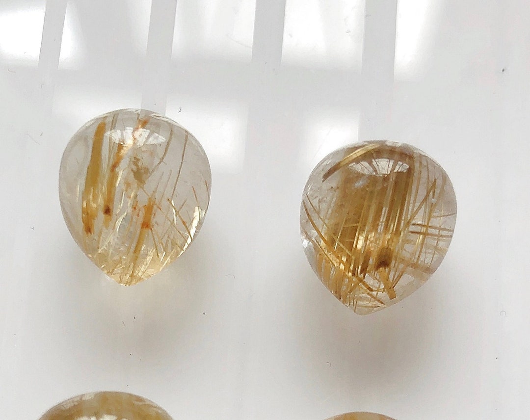 Gold Rutilated Quartz Upside Down Half Drilled Acorn Inverted Fat ...