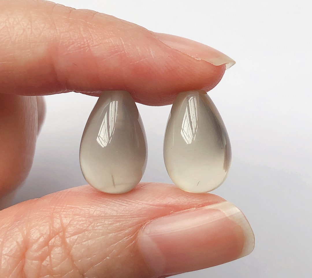 Grey Moonstone Half Top Drilled Teardrops 9x14 Mm One Pair E7151 - Etsy ...