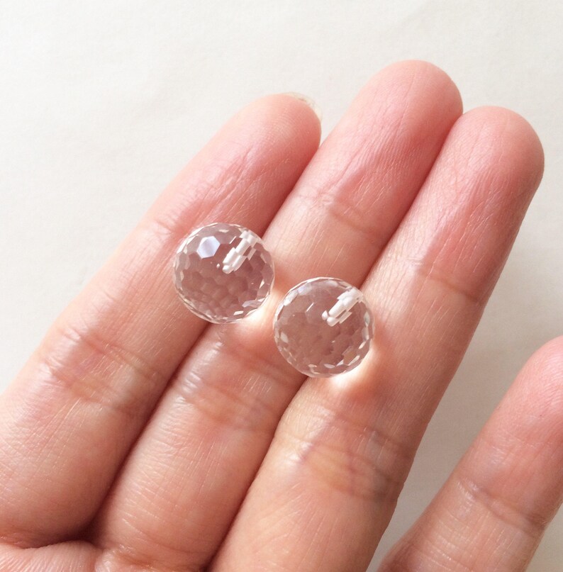 Sparkly Crystal Quartz Half Top Drilled Faceted Round Balls 10 | Etsy