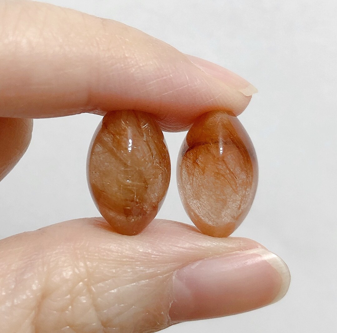 Rust Red Color Rutilated Quartz Half Top Drilled 3 Sided Olive Drop ...