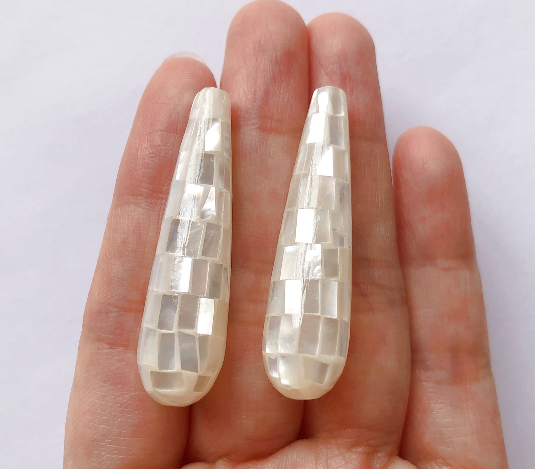 Mosaic White Mother of Pearl MOP Shell Half Top Drilled Teardrops 10x40 ...
