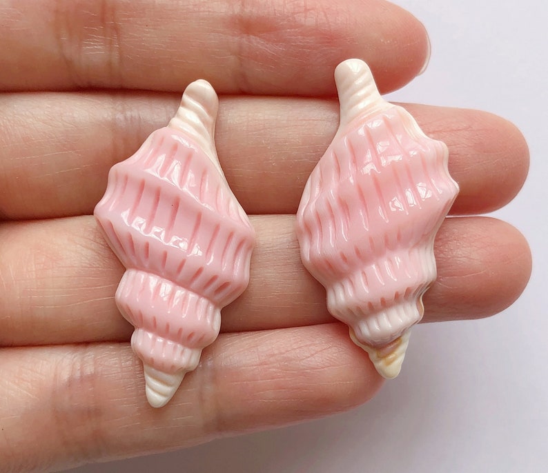 Pink Queen Conch Spiral Shell Cabochon 18x35 Mm One Pair C8459 - Etsy