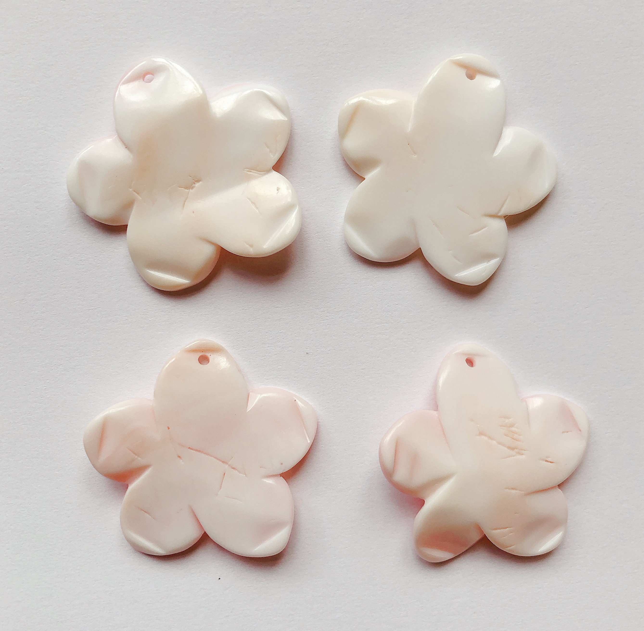 Pink Queen Conch Shell Carved Five Petal Plumeria Flower | Etsy