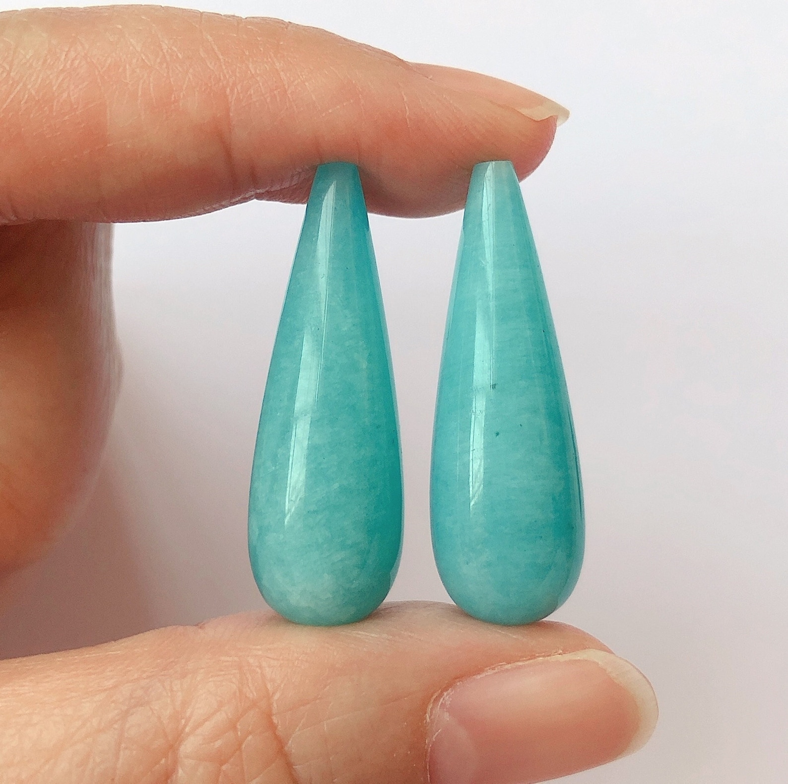 A Grade Peruvian Amazonite Smooth Half Drilled Large - Etsy