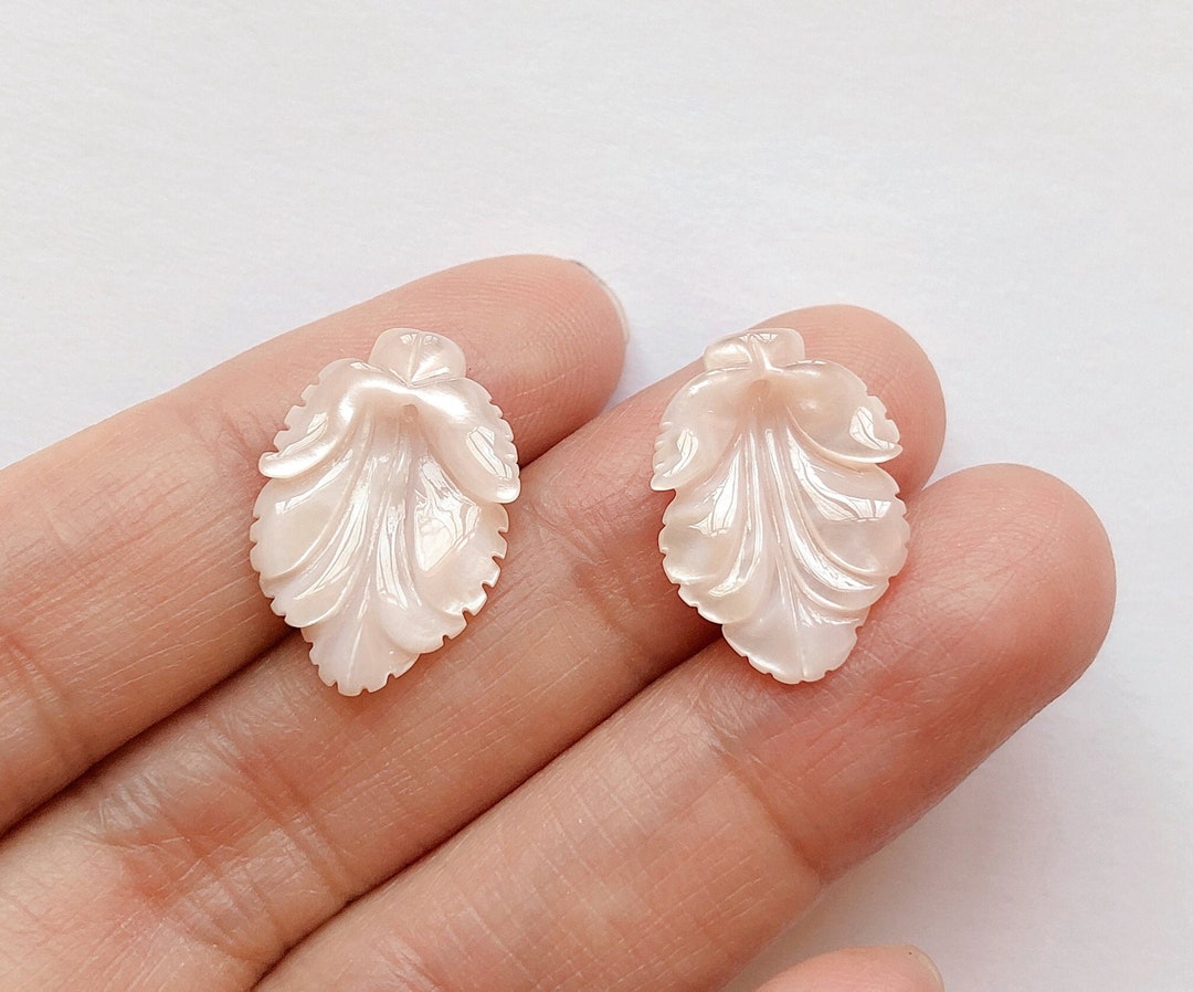 Pink Mother of Pearl Shell MOP Hand Carved Lily Flower Drops 12x17 Mm 6 ...