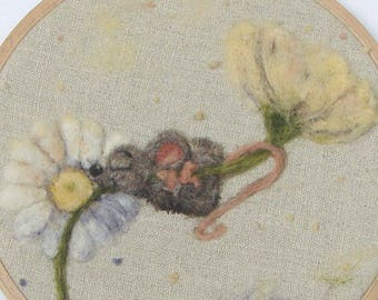 Field Mouse and Toadstool Wall Hanging Needle Felted Original Framed in ...