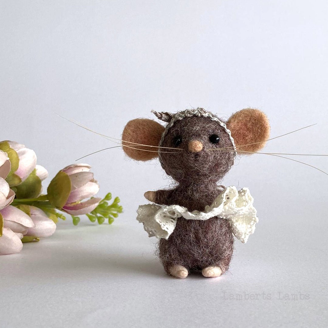 Needle Felted Mouse Brown Felted Mouse, Cute Mouse Miniature Animal ...