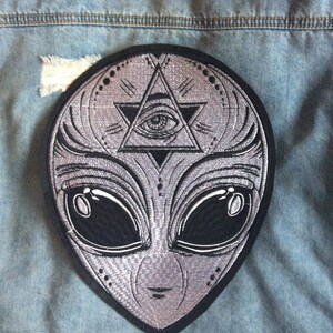 Extra Terrestrial // Large Punk Back Patch Alien Evil Eye Embroidered ...