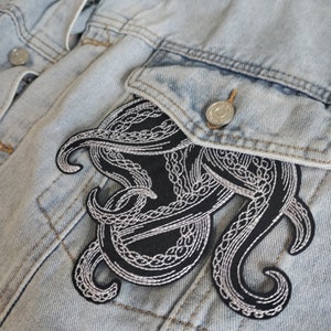 Tentacle Twist // Octopus DIY Embroidered Iron Sew on Patch Squid Kraken Badge Gothic Applique ...